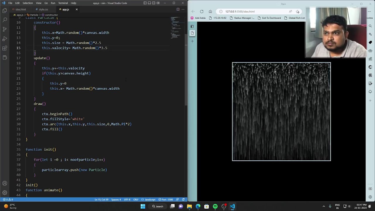Rain Effect Using Javascript Css Html Youtube