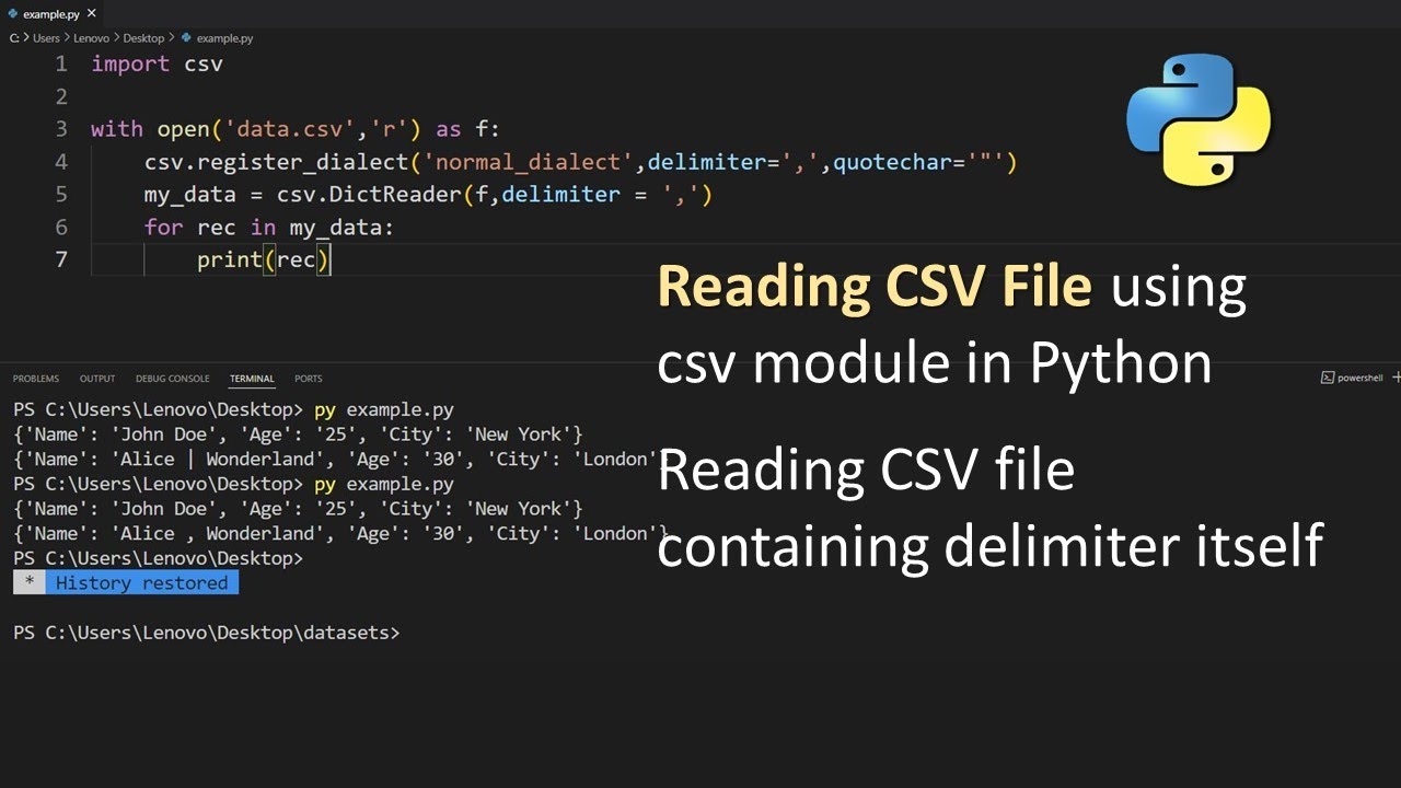 Reading Csv File In Python File Handling In Python Python Tutorial