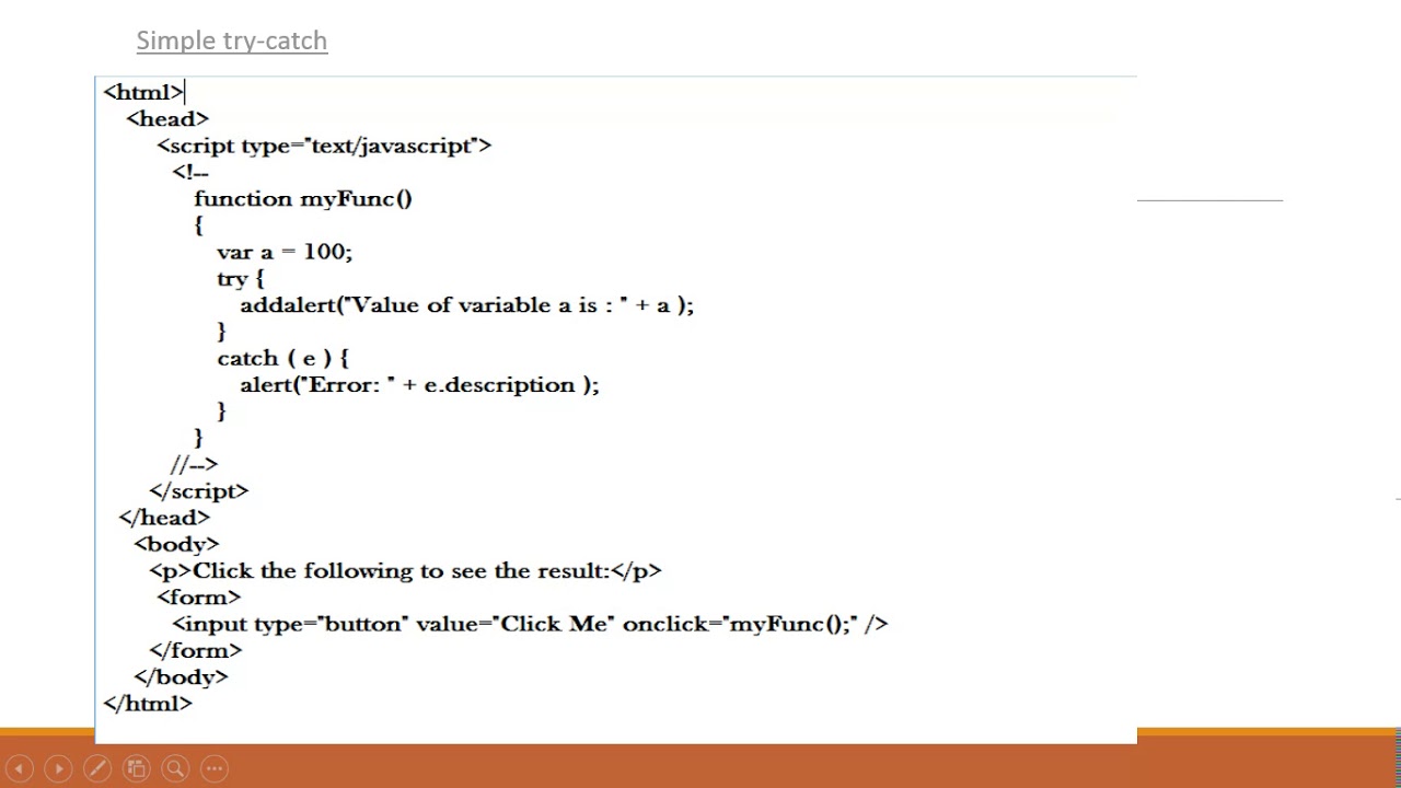 Javascript Try Catch Block Youtube