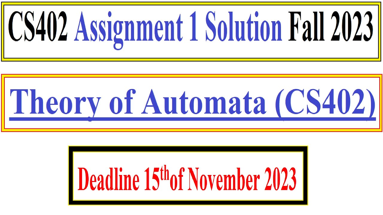 Cs402 Assignment 1 Solution Fall 2023 Youtube