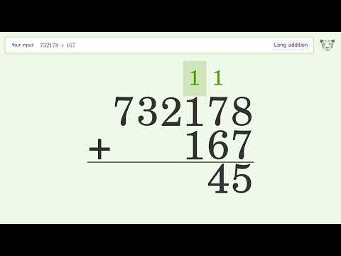 Long Addition Solve 732178 167 Step By Step Solution Youtube
