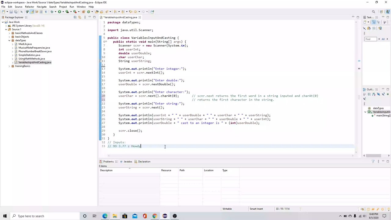 Java Lab Variables Input And Casting Youtube