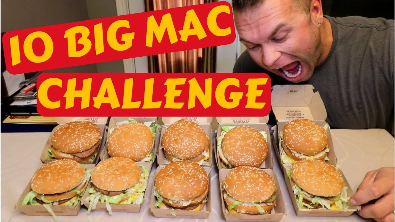 10 Big Mac Challenge Mcdonalds Challenge Man Vs Food Youtube