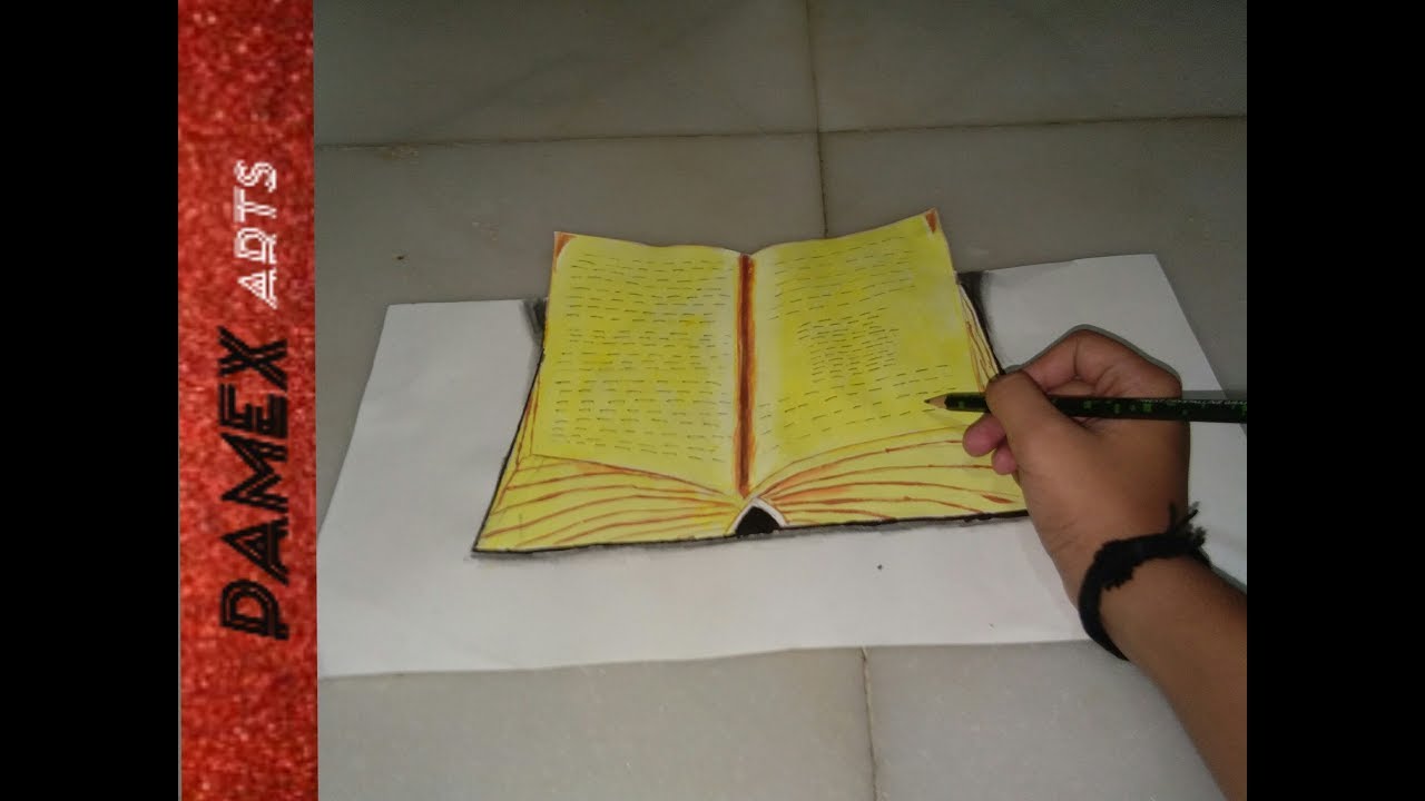 How To Draw 3d Book Drawing 3d Open Book How To Draw Book Youtube