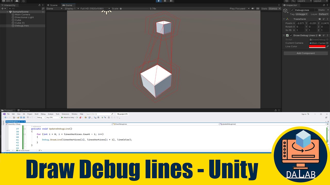 How To Draw Debug Lines In Unity Youtube