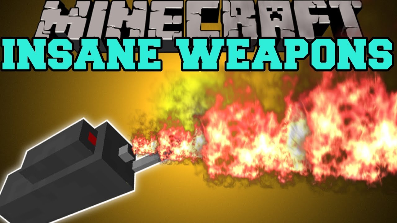 Minecraft Insane Weapons Flame Thrower Laser Gun Rocket Launcher