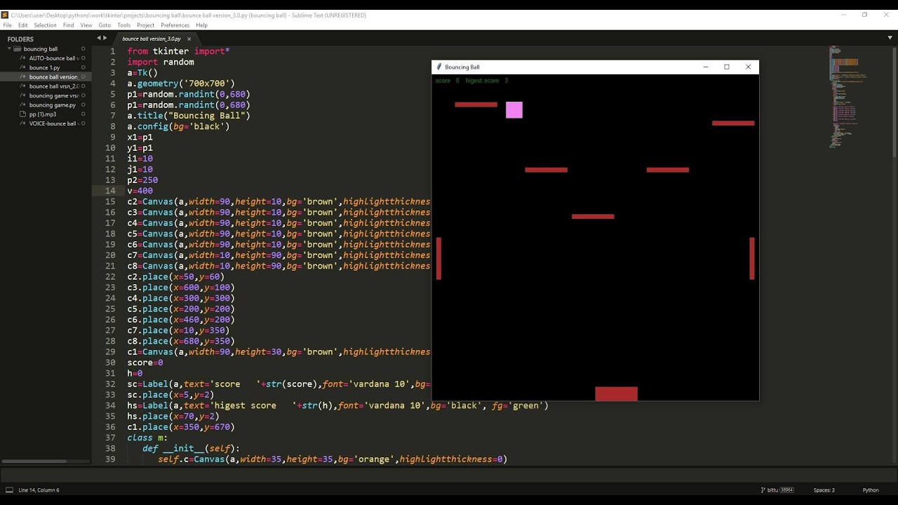 Tkinter Python Bouncing Ball Game Get Source Code Youtube