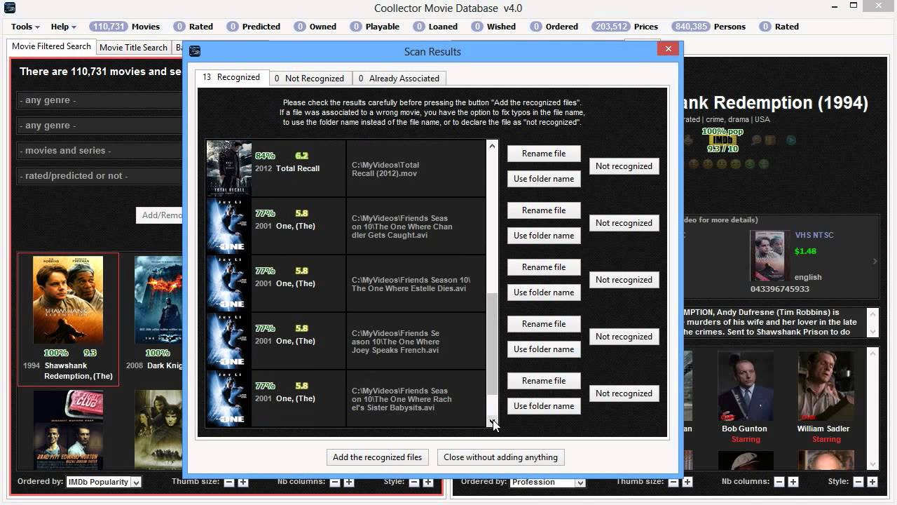 Coollector Movie Database File Scanning Youtube