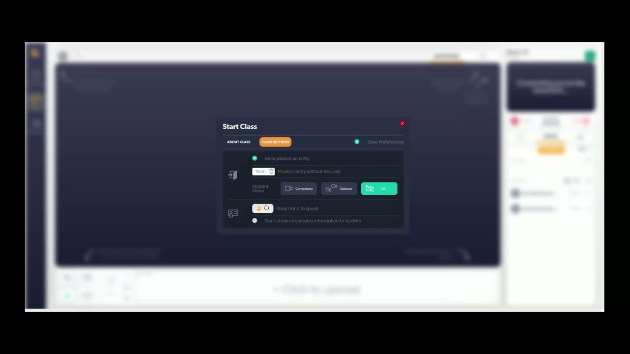 How A Teacher Starts A Live Lecture And Uses Class Settings To