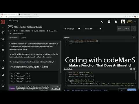 Codewars 7 Kyu Make A Function That Does Arithmetic Javascript Youtube