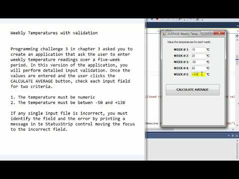 Weekly Temperatures Visual Basic 2017 Youtube