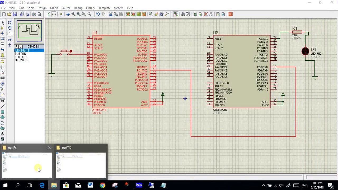 Setting Uart Protocol Using Atmega 16 Connect Two Microcontrollers