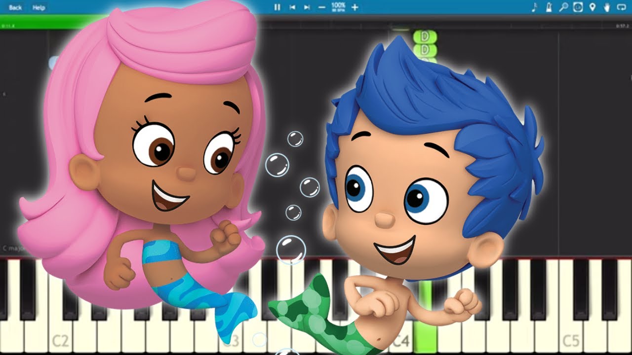Bubble Guppies Theme Song Easy Piano Tutorial Youtube