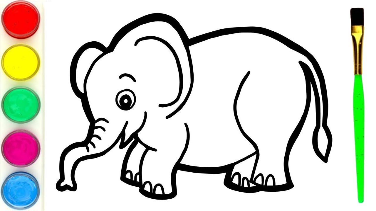 Draw The New Elephant For Learn Colors Cara Menggambar Gajah Yang