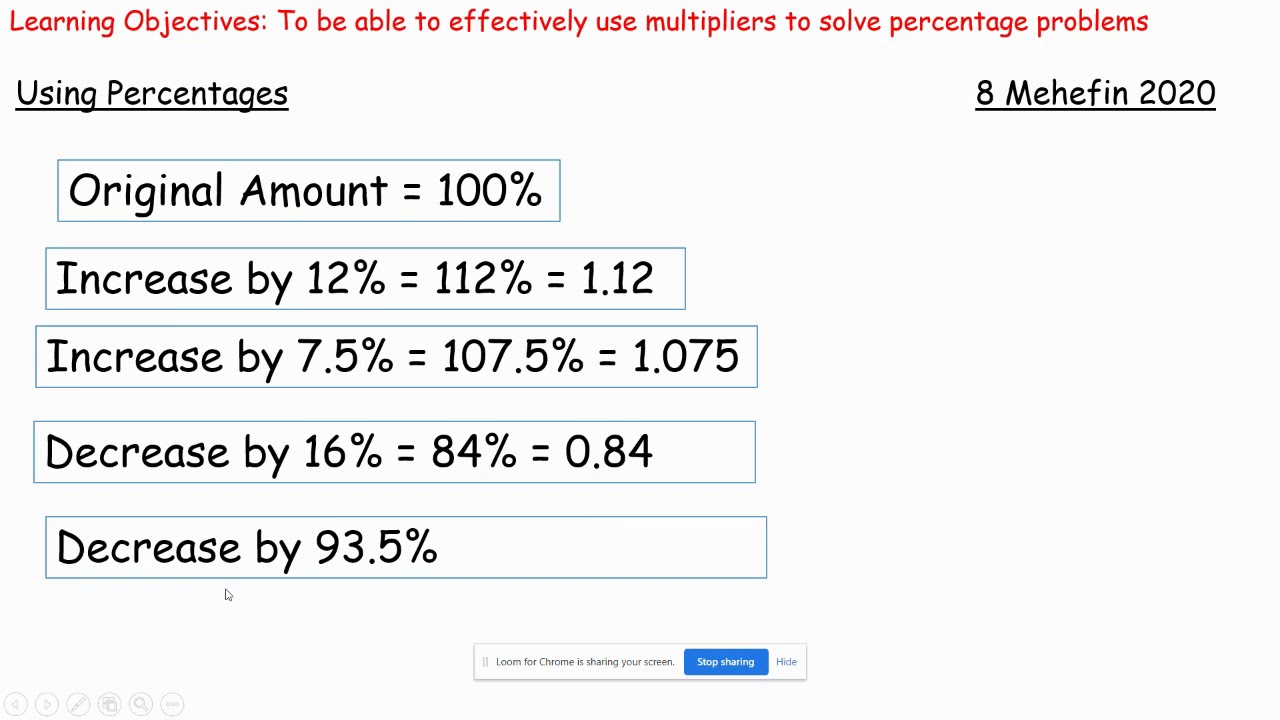 Percentages Multipliers Youtube
