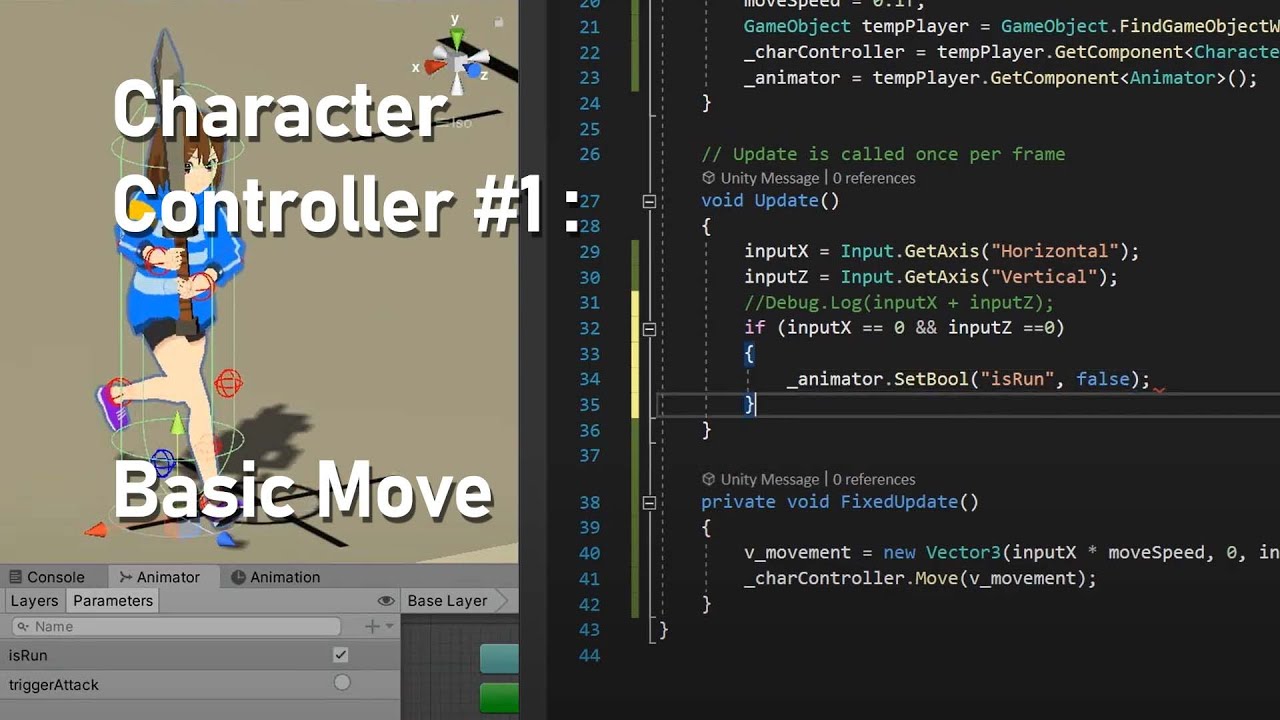 Unity C Character Controller Part1 Basic Move Youtube