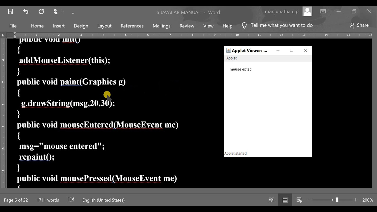 Write A Program To Implement Mouse Events Youtube