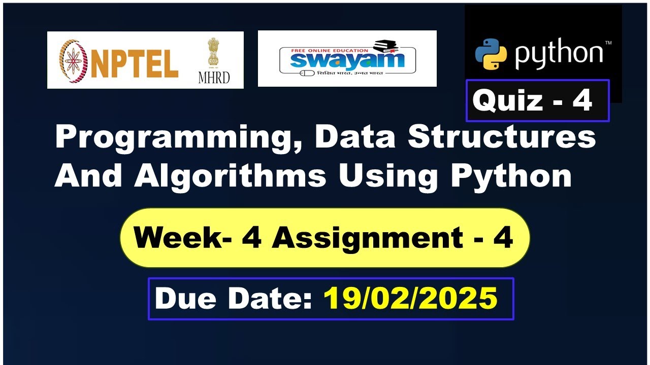 Programming Data Structures And Algorithms Using Python Week 4 Nptel