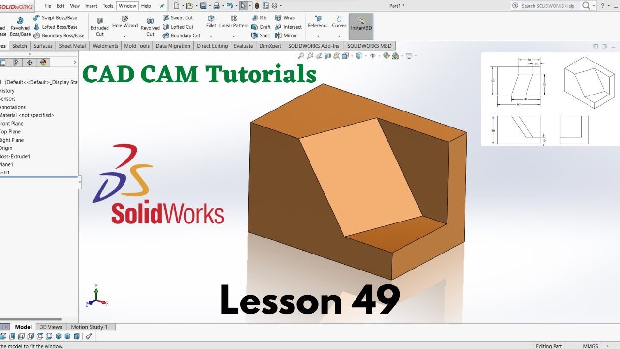 Solidworks Education Lesson 49 Solidworks Tutorials Cad Cam