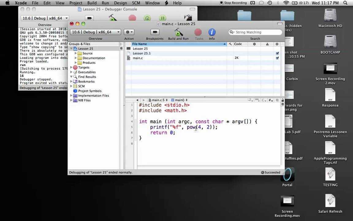C Programming On The Mac L25 Math Functions Youtube