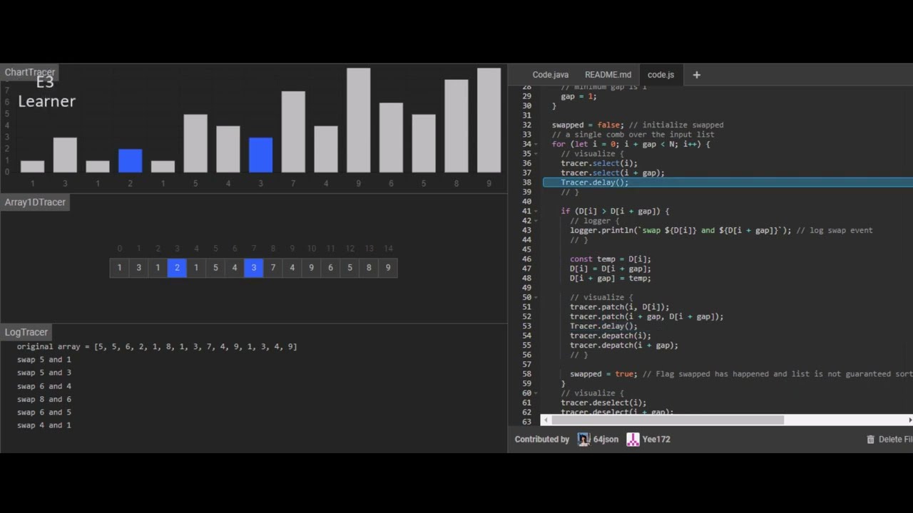 Comb Sort Algorithm Visualization Data Structure And Algorithm E3