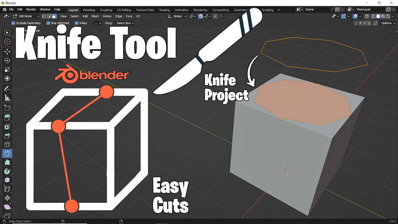 Knife Tool And Shape Projection Blender 3 6 Youtube