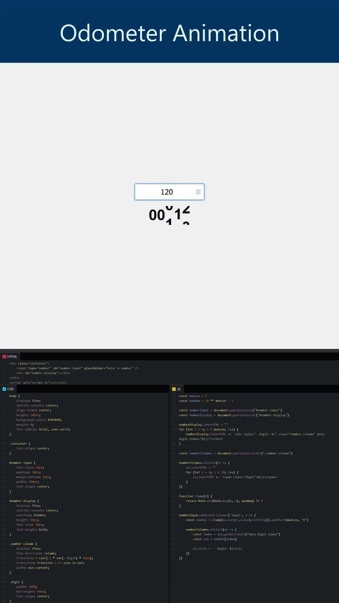 Odometer Animation Javascript Html Css Youtube