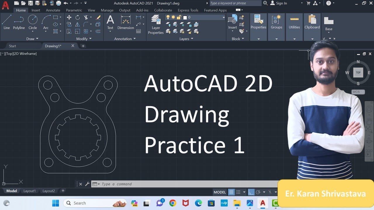 Autocad Drawing Practice 1 Youtube