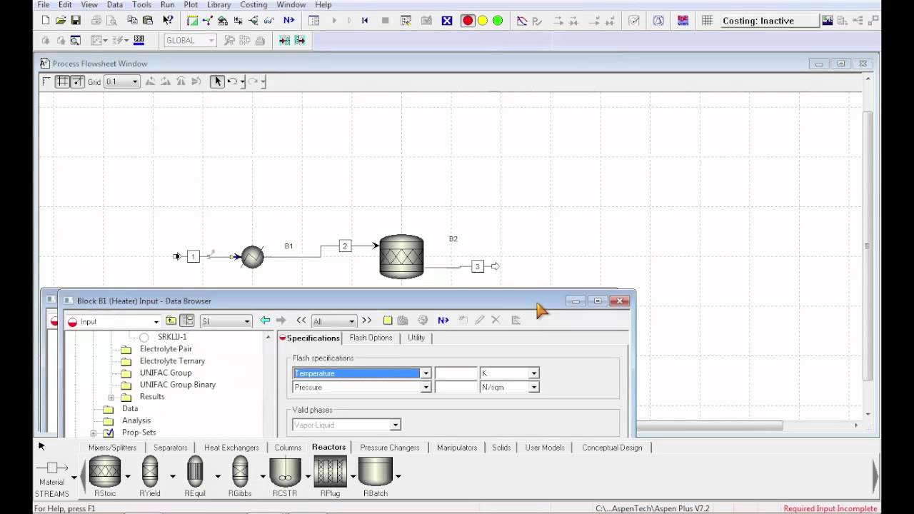Aspen Plus Tutorial Rstoic Requil Reactors By Scuolatech Youtube