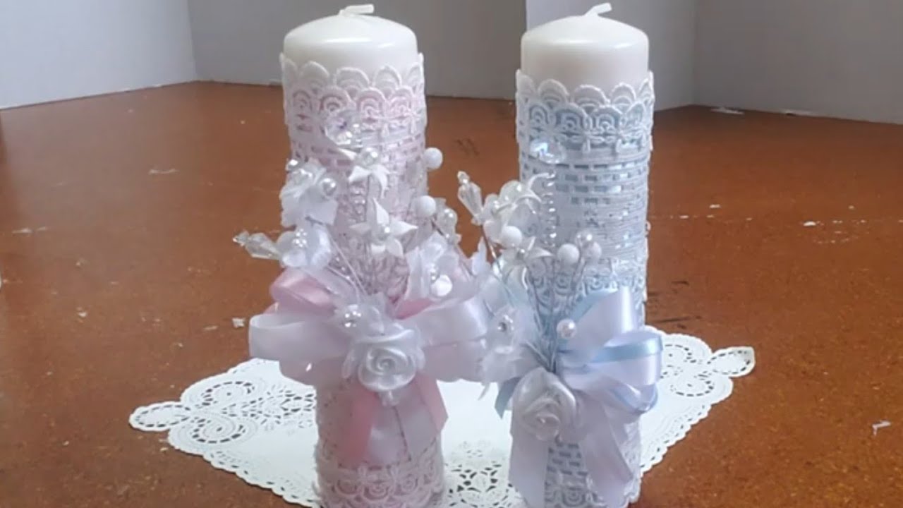 Como Decorar Vela Para Bautizo How To Decorate Baptist Candle Youtube