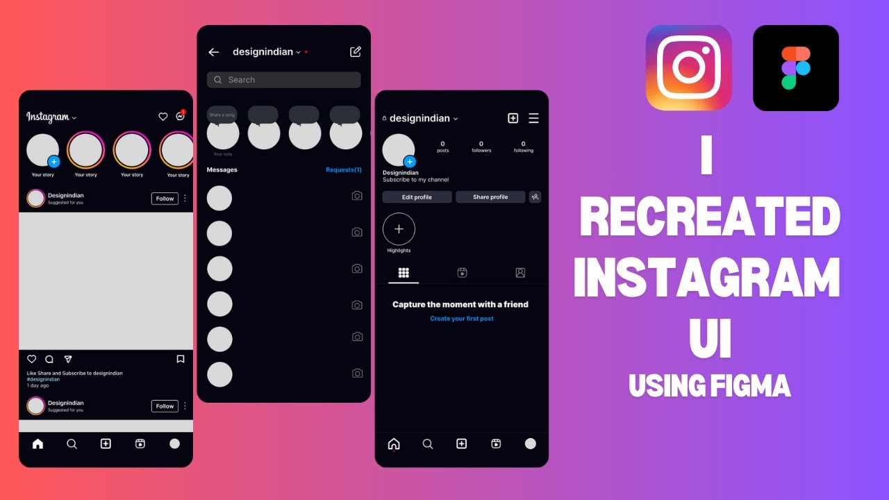I Recreated Instagram Mobile App Ui Using Figma Figma Tutorial Youtube