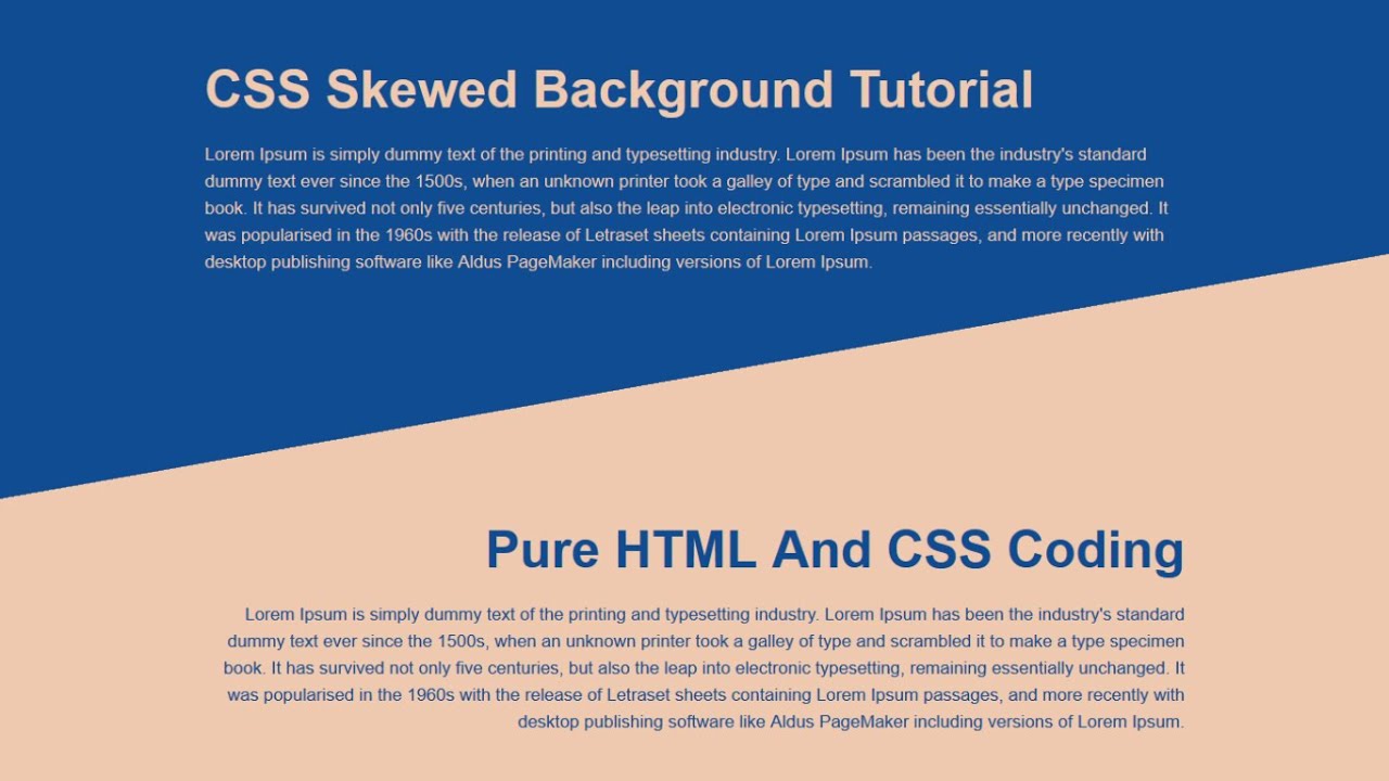 Css Skewed Background Tutorial Pure Html And Css Coding Youtube