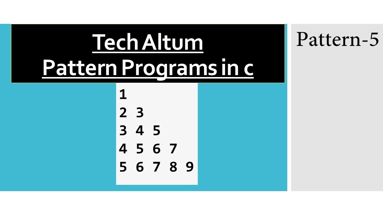 Pattern Programs In C Numeric Pattern Number Pattern Pattern 5
