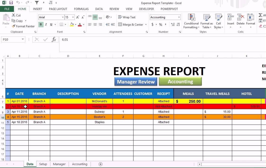 Expense Report Template Youtube