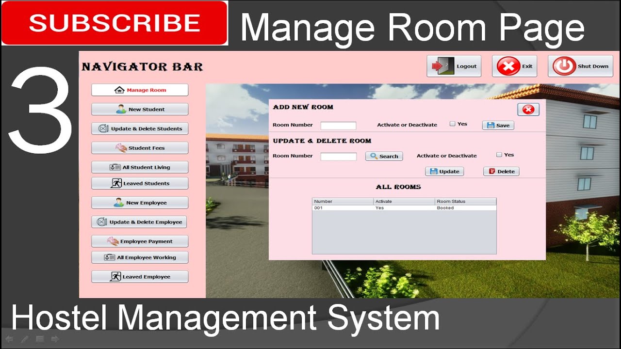 3 Hostel Management System In Java Manage Room Page Jframe Mysql