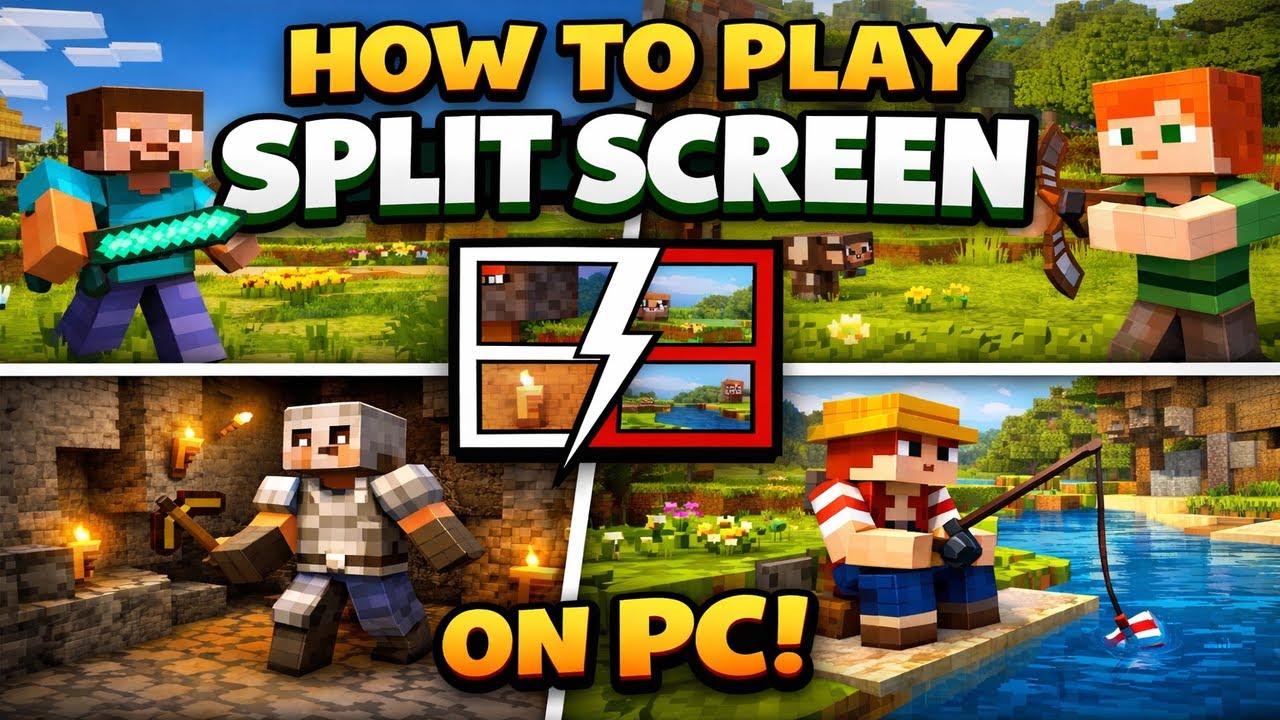 Minecraft Split Screen On Pc Full Guide Co Op Online Youtube