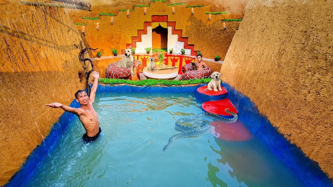 Build The Most Beautiful Underground Swimming Pool And Modern Sofa