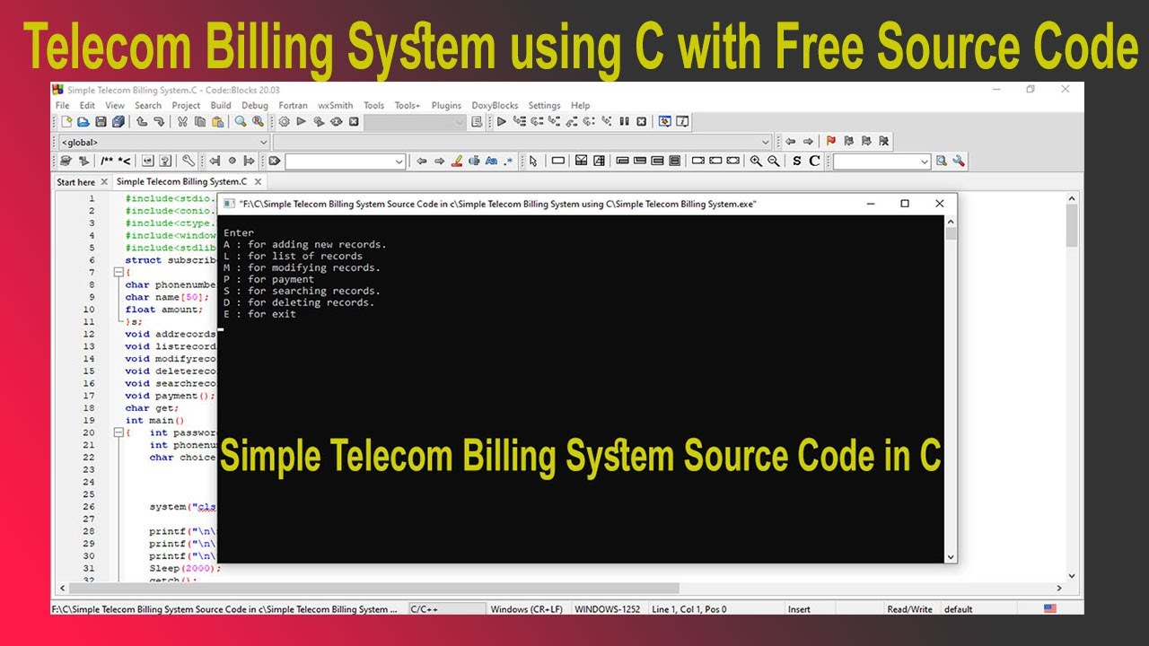 Telecom Billing System Project In C With Source Code C Language