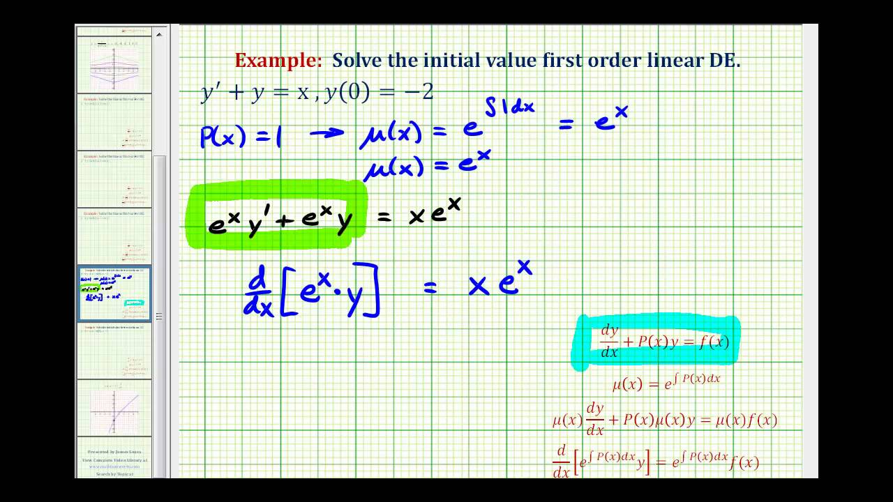 Ex 3 Solve A Linear First Order Differential Equation Integrating