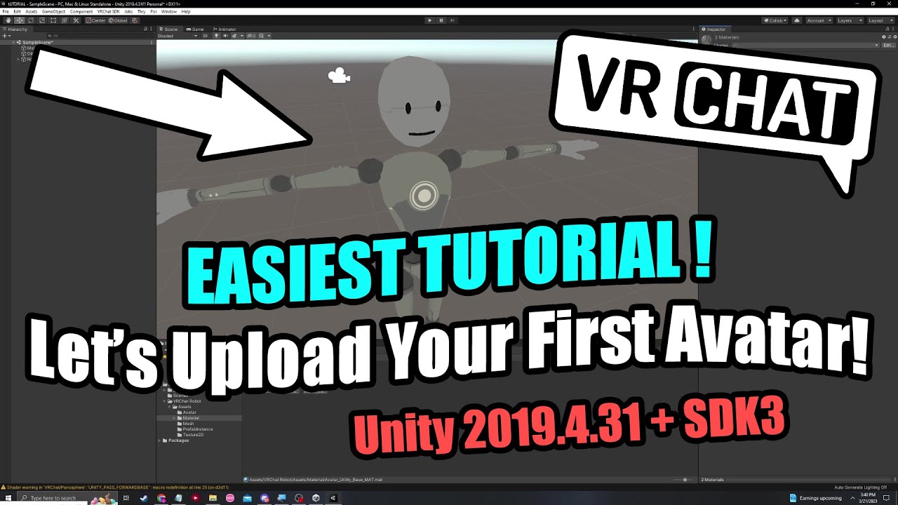 2023 How To Easily Upload Your First Vrchat Avatar Sdk3 Unity 2019