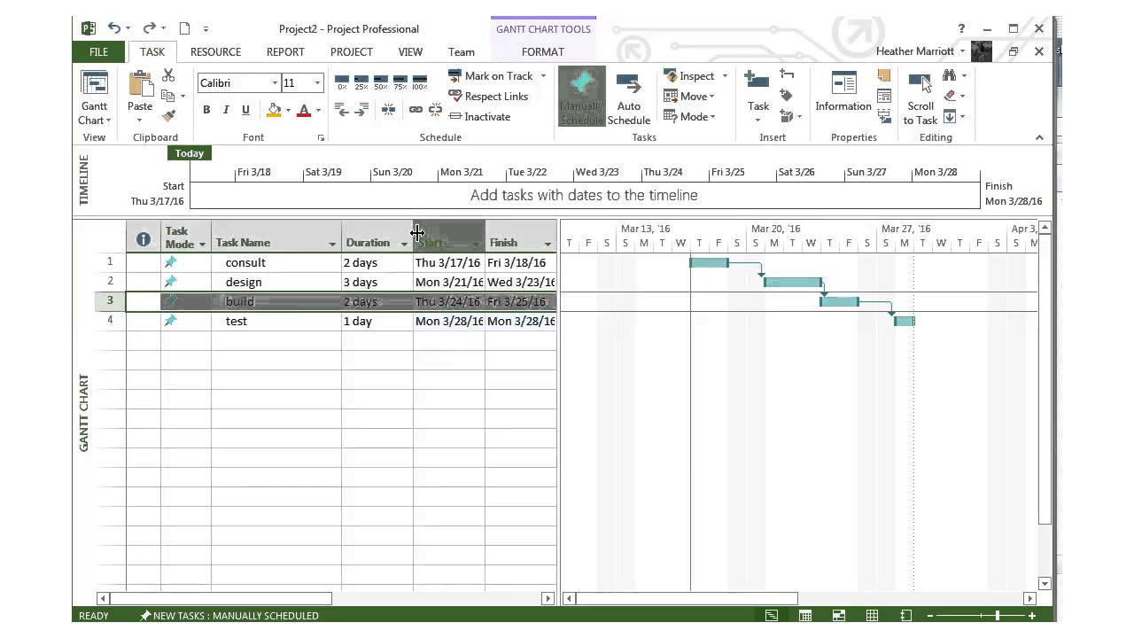 Manual Vs Auto Scheduling In Microsoft Project Youtube
