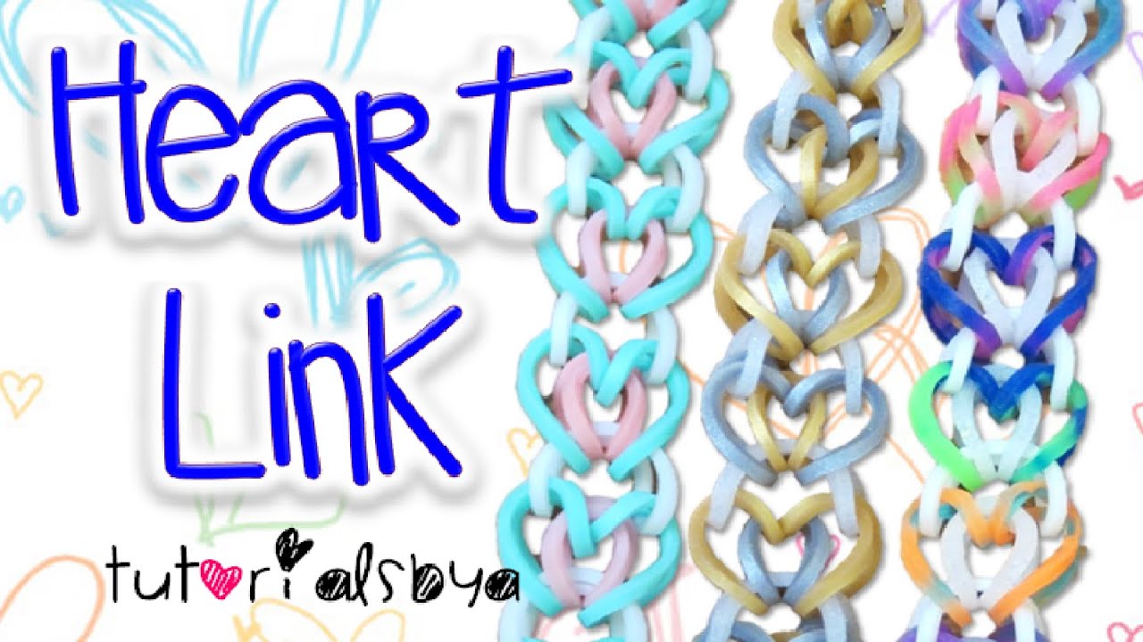 New Heart Link Rainbow Loom Bracelet Tutorial How To Youtube