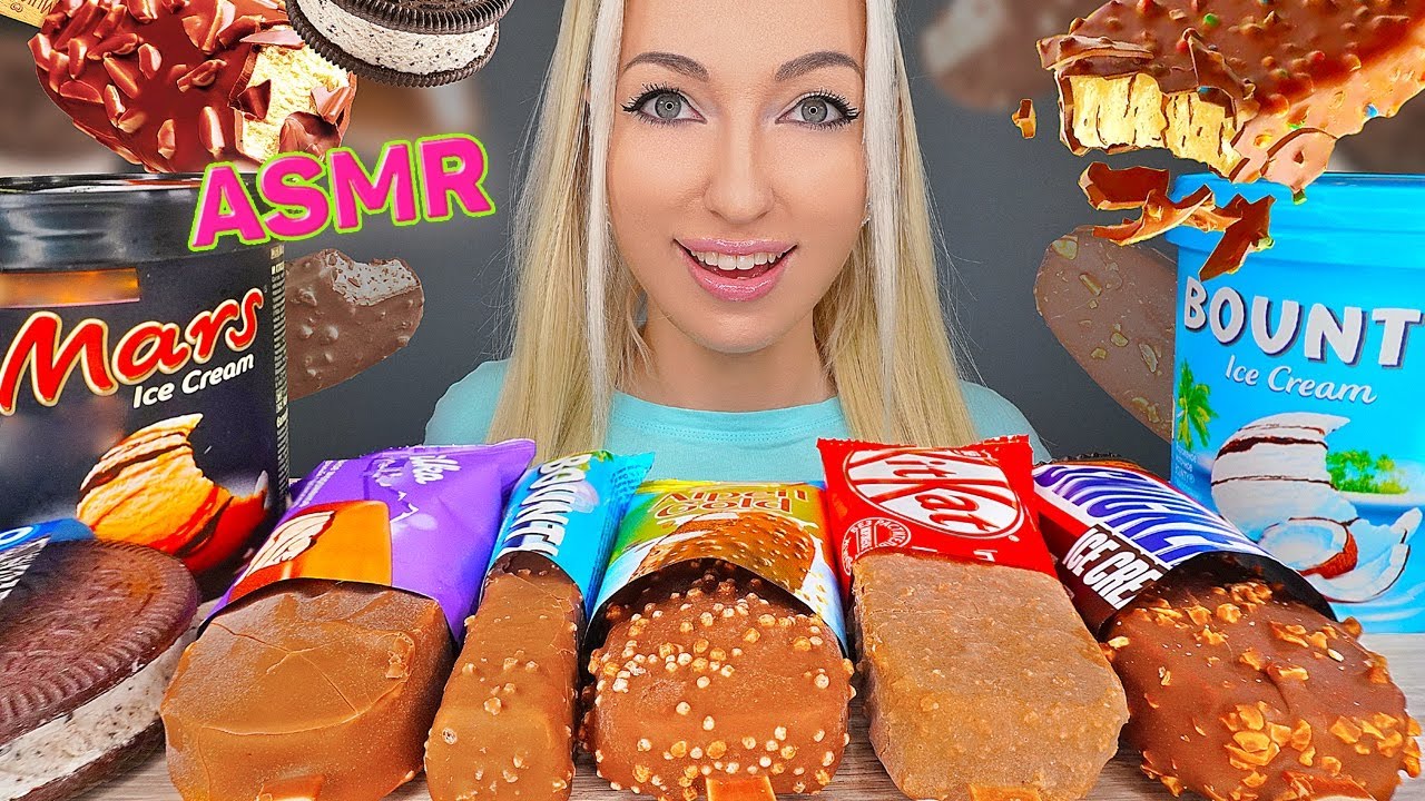 Asmr Eating Candy Ice Cream Bars Oreo Milka Kitkat Snickers 초코아이스