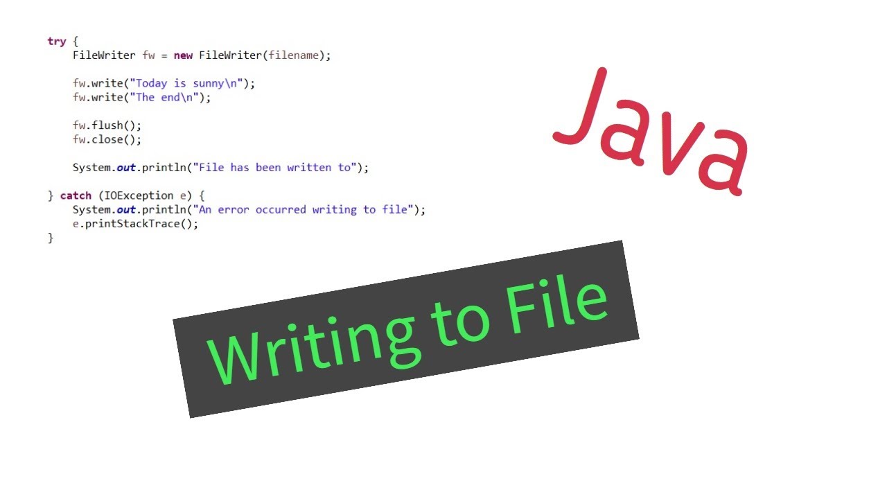 Java Writing To A Text File Using Filewriter Youtube
