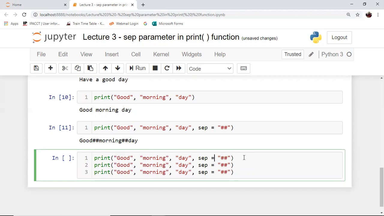 Python In 5 Minutes Lecture 3 Sep Parameter Of Print Function