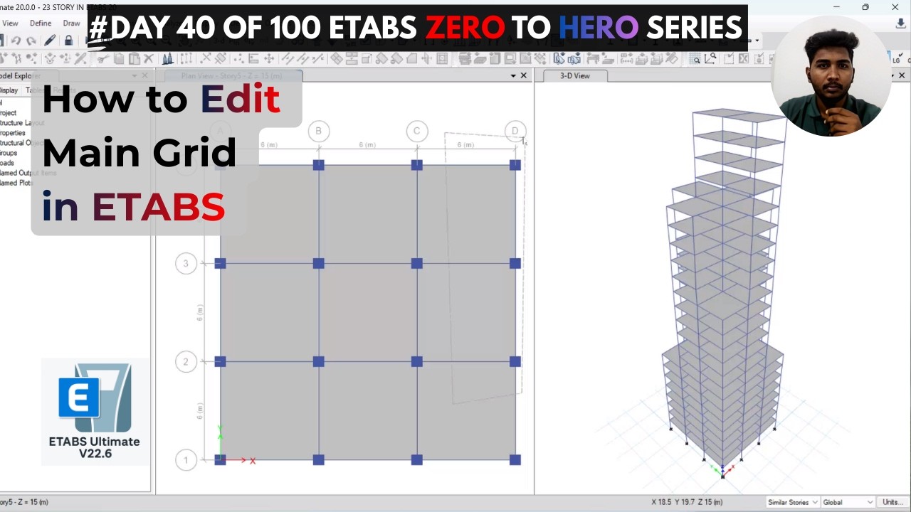 How To Edit Main Grid In Etabs Modify Grid System Easily Youtube