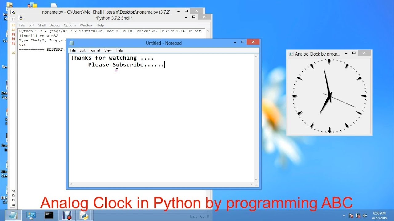 Analog Clock In Python Youtube