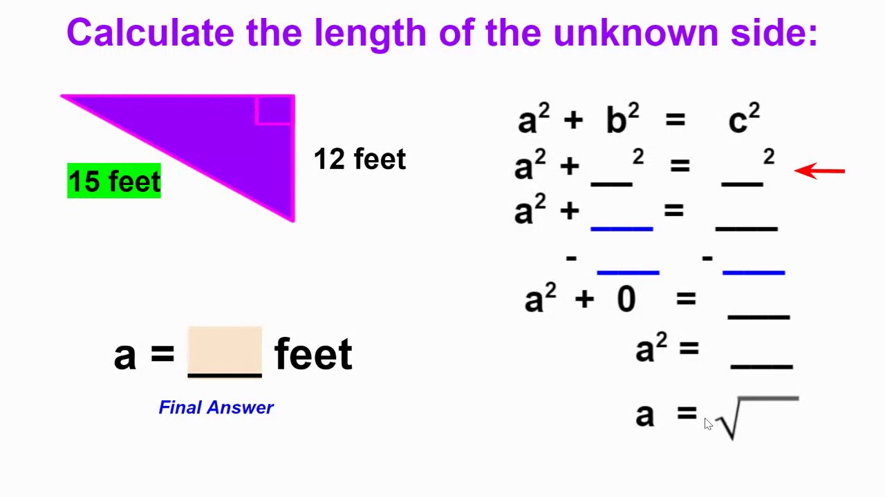 Pythagorean Theorem Find The Leg Youtube