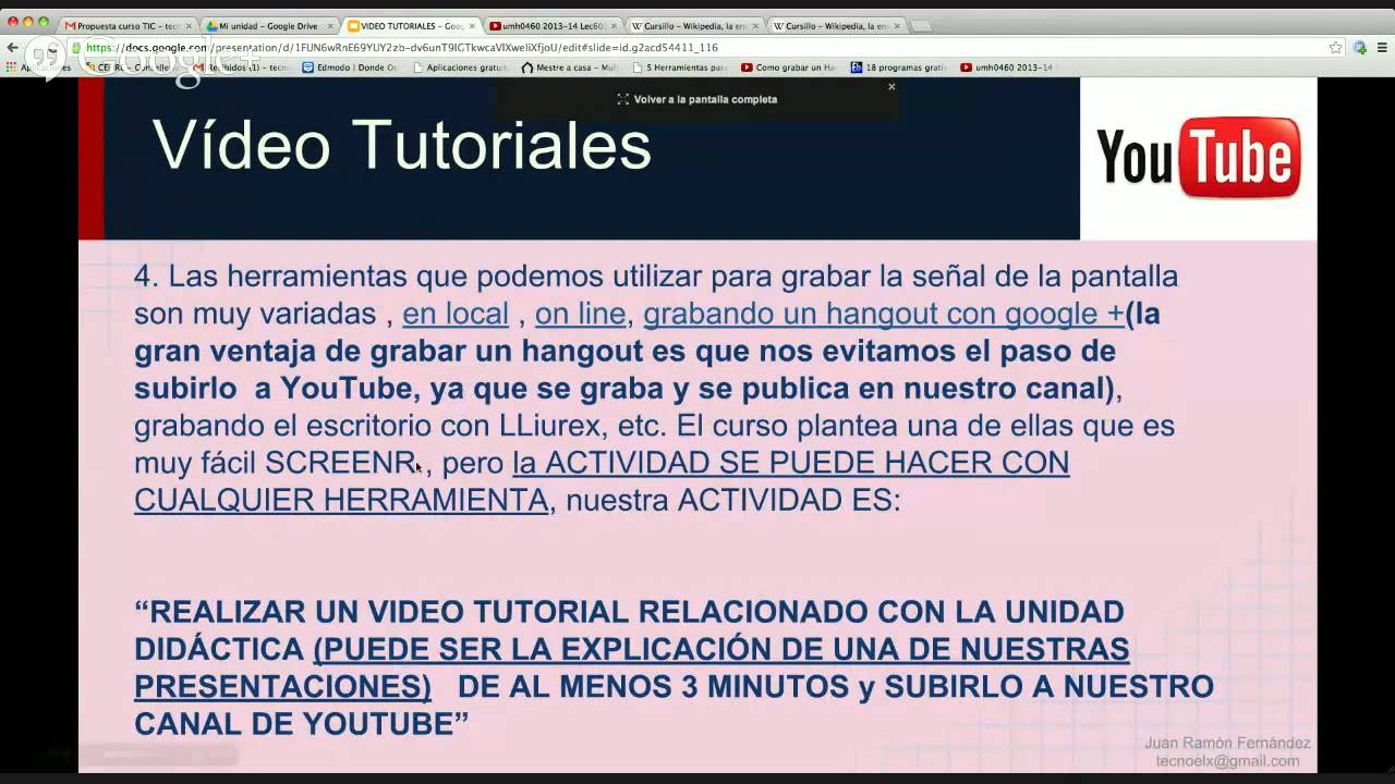 Vídeo Tutoriales Youtube