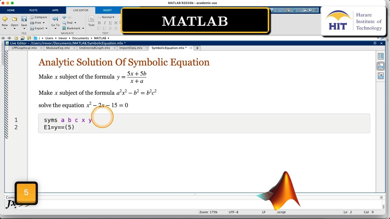 Matlab Symbolic Equations Youtube